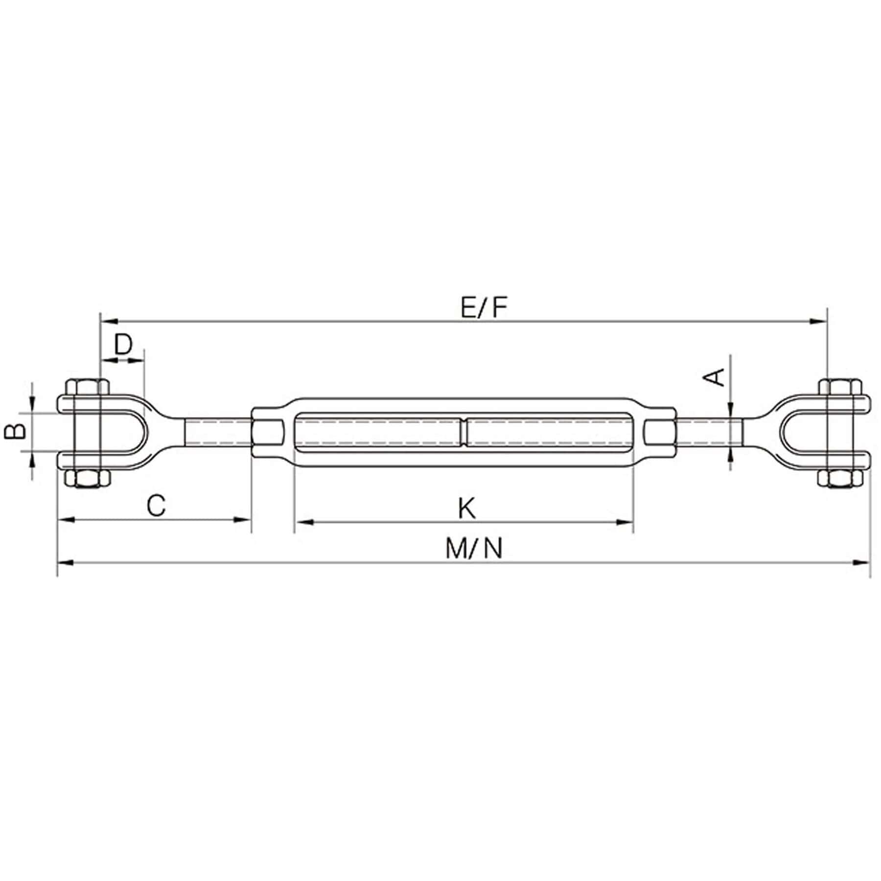 Forged Jaw/Jaw Turnbuckles c/w Lock Nut